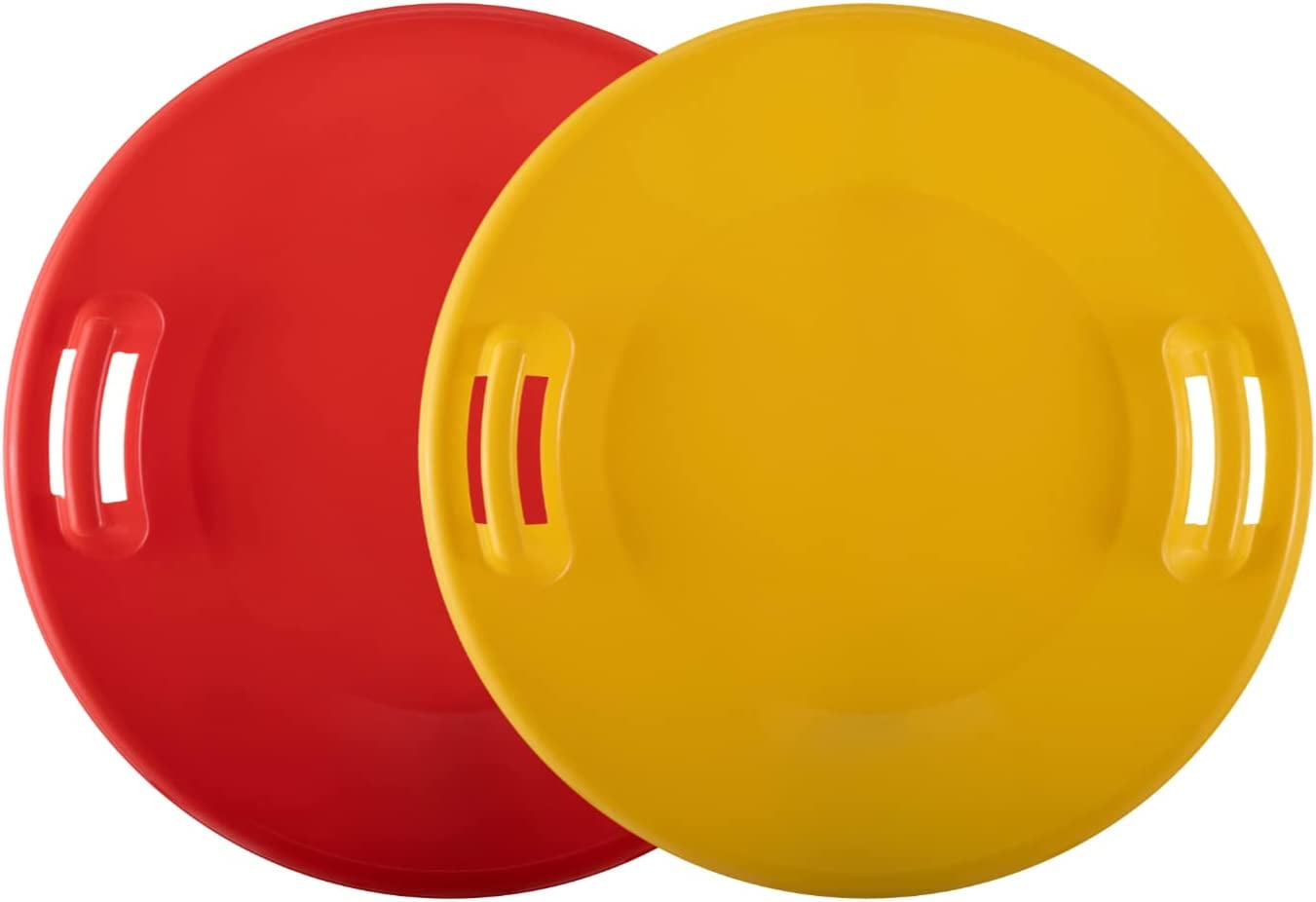 Superio Round Kids Snow Saucer Sled Red and Yellow 2 Pack Plastic ...