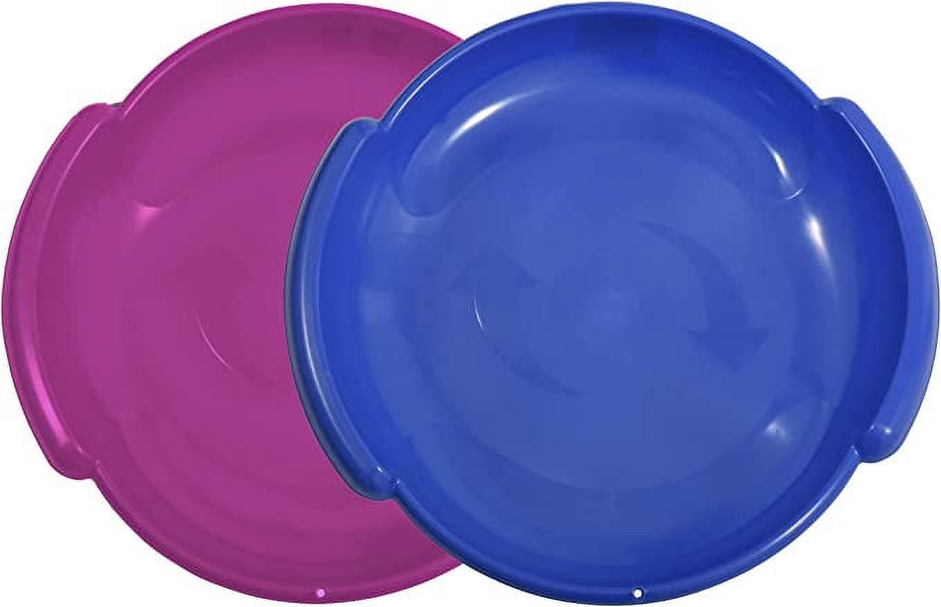 Superio Round Saucer Snow Sled, Blue and Fuchsia 2 Pack Spiral Plastic ...