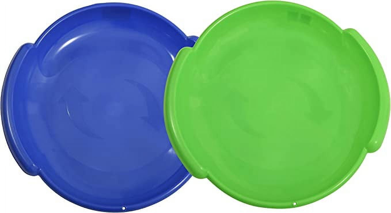 Superio Round Saucer Snow Sled, Blue and Green 2 Pack Spiral Plastic ...