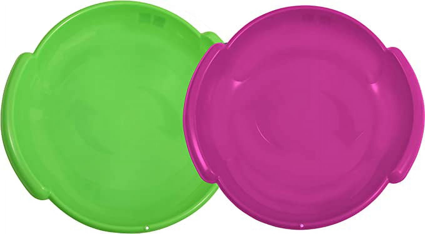 Superio Round Saucer Snow Sled, Purple and Fuchsia Pink 2 Pack Spiral ...