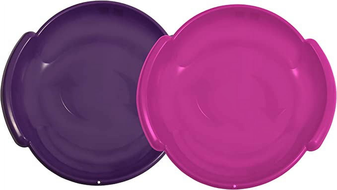 Superio Round Saucer Snow Sled, Purple and Fuchsia Pink 2 Pack Spiral ...