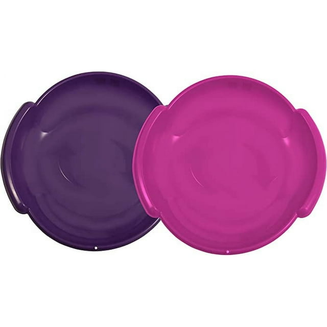 Superio Round Saucer Snow Sled, Purple and Fuchsia Pink 2 Pack Spiral ...