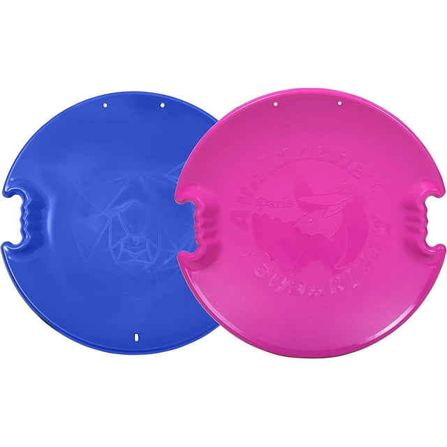 Superio Round Snow Saucer Sled, Blue and Fuchsia 2 Pack Spiral 26 ...