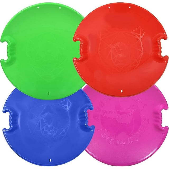 Superio Round Snow Saucer Sled, Multi-Pack 4 Pack Spiral 26" Avalanche ...