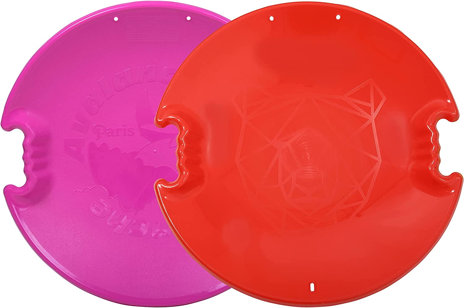 Superio 26" Round Snow Saucer Sled, 2 Pack Red/Fuchsia, Lightweight ...