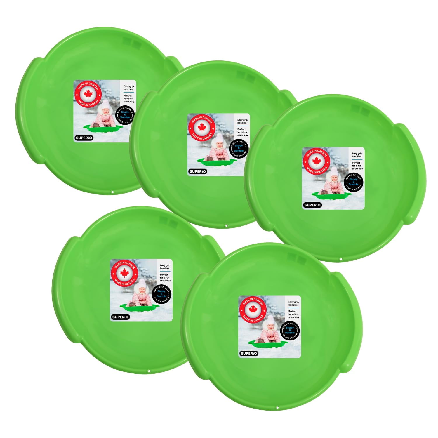 Superio Round Snow Sled, Heavy Duty Plastic Saucer Toddler Sled with ...