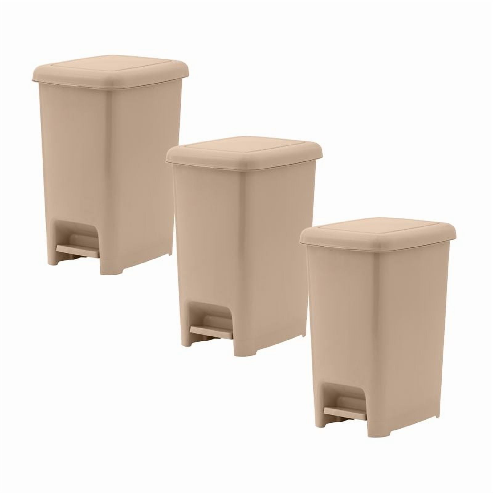 Superio Slim Step On Trash Can, Beige Waste Bin with Foot Pedal Lid 26 ...