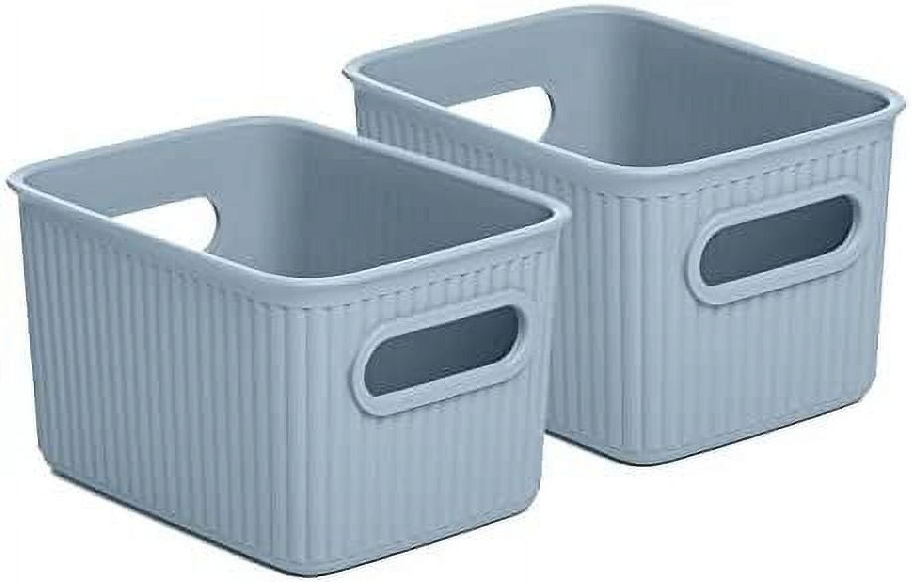 Superio Small Ribbed Plastic Storage Basket Organizer (2 Pack), Mini ...