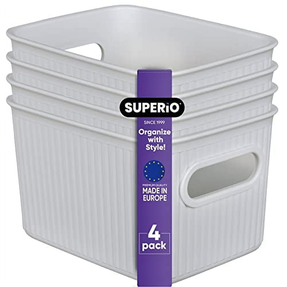 Superio Small Ribbed Plastic Storage Basket Organizer (4 Pack), 1.5 ...