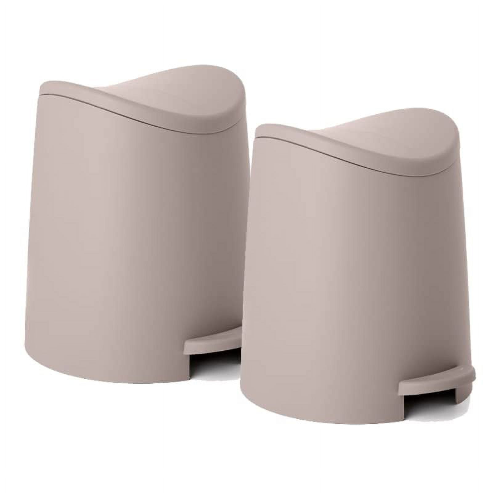 Superio Small Trash Can with Lid 3 Liter Beige (2 Pack), Plastic Mini ...