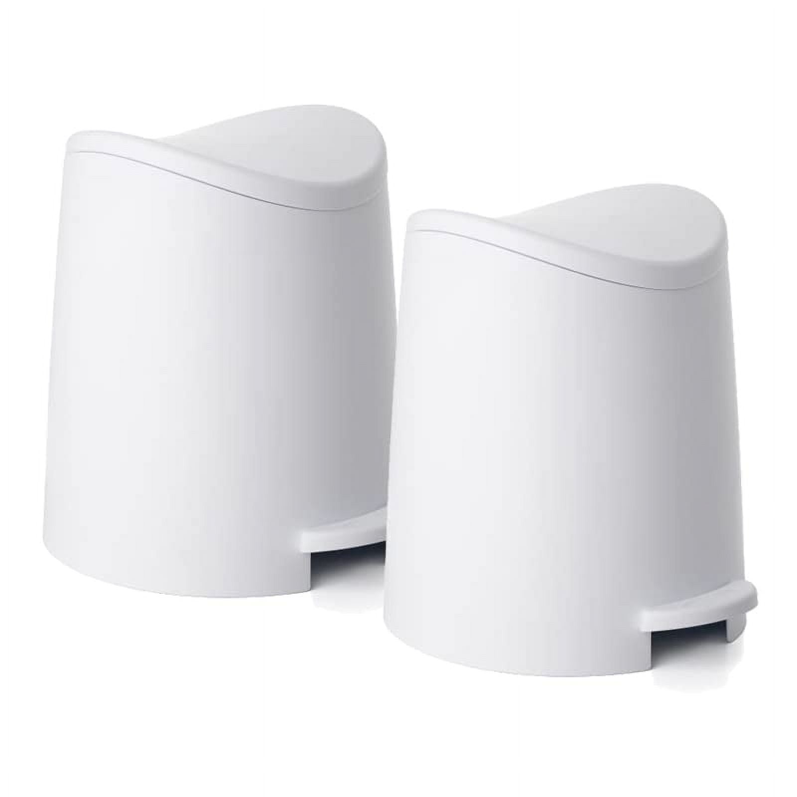 Superio Small Trash Can with Lid 3 Liter White (2 Pack), Plastic Mini ...