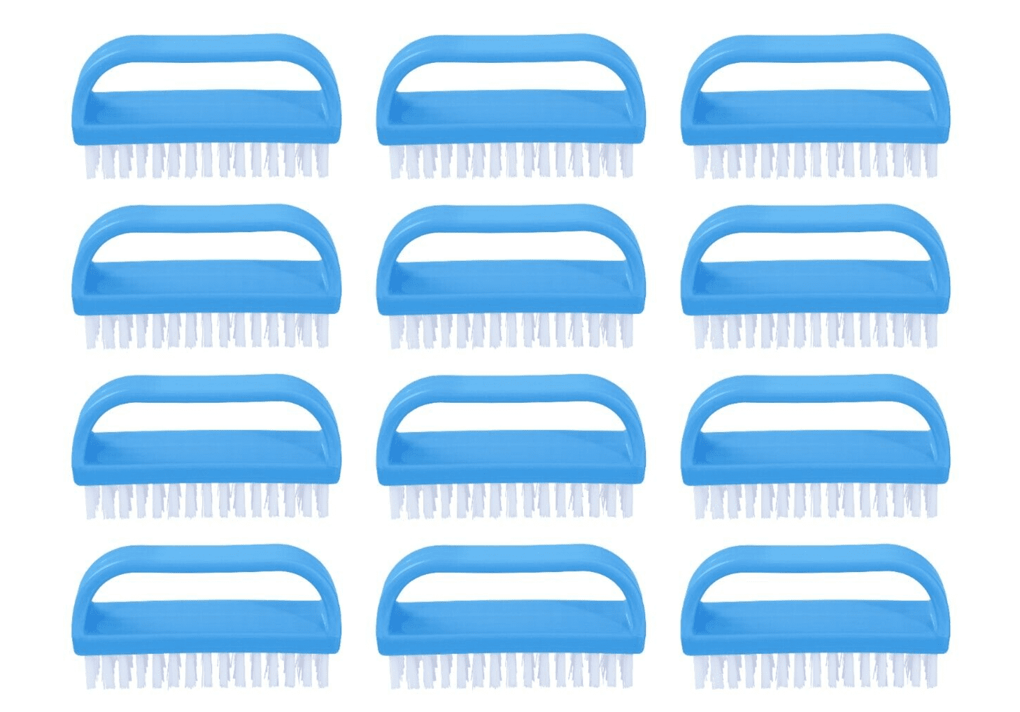 Superio Stiff Blue Nail Brush Cleaner with Handle 12 Pack, Durable ...