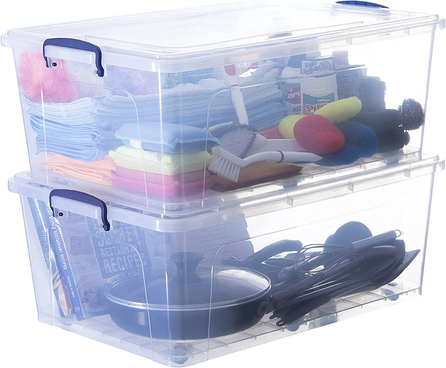 Superio Storage Containers With Wheels (2 Pack), Stackable Large ...