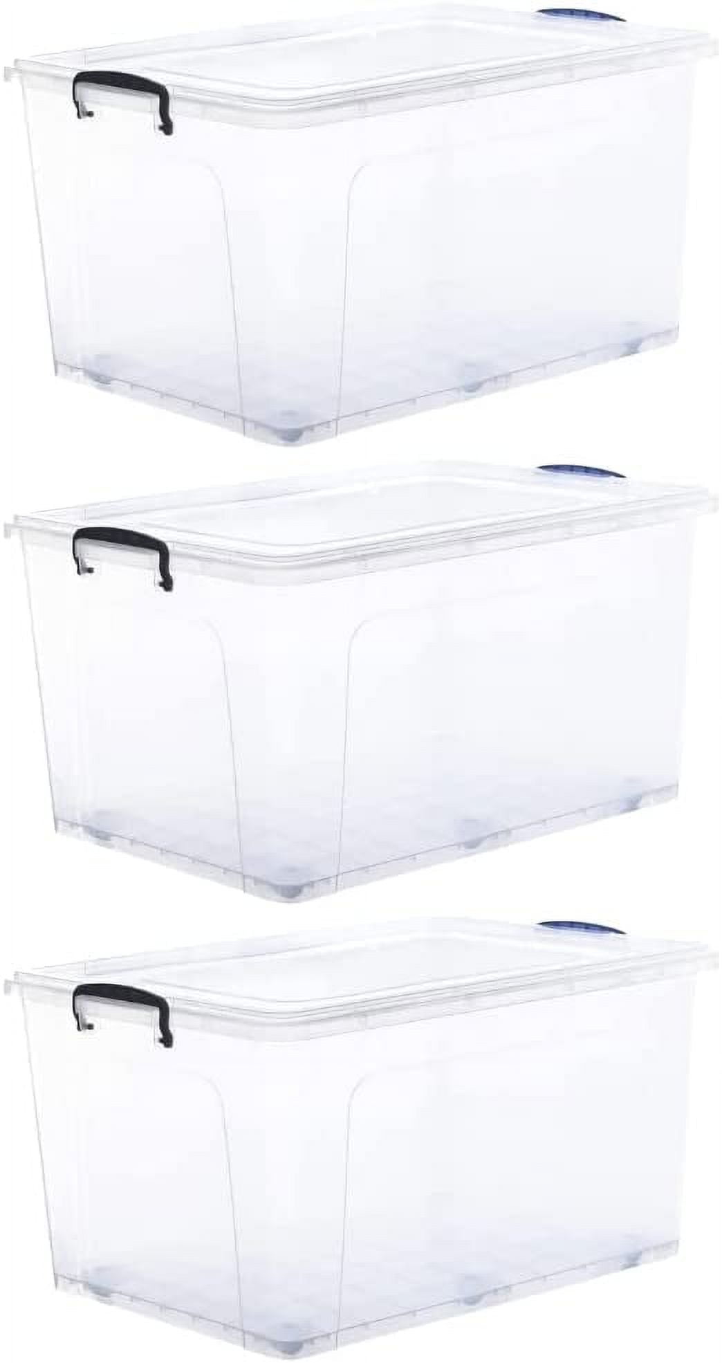 Superio Stackable Storage Containers with Wheels, Durable Latches, 85 ...