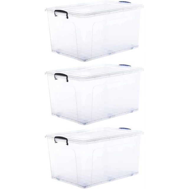 Superio Stackable Storage Containers with Wheels, Durable Latches, 85 ...