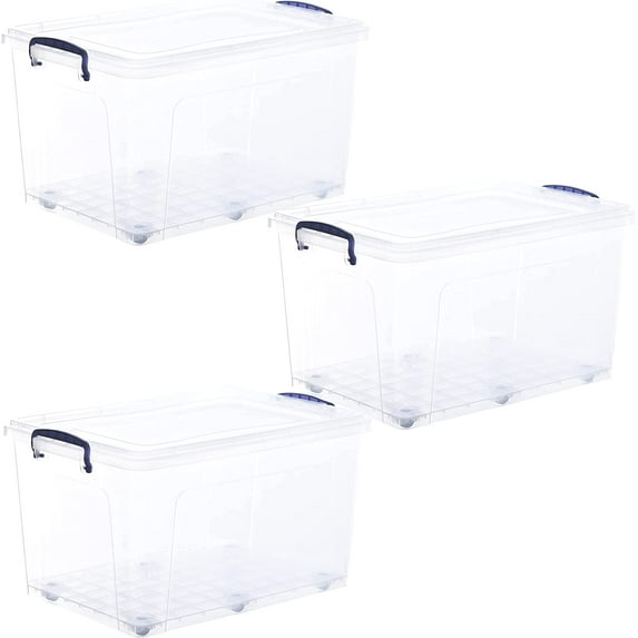 Superio Storage Containers With Wheels (3 Pack), Stackable Large ...