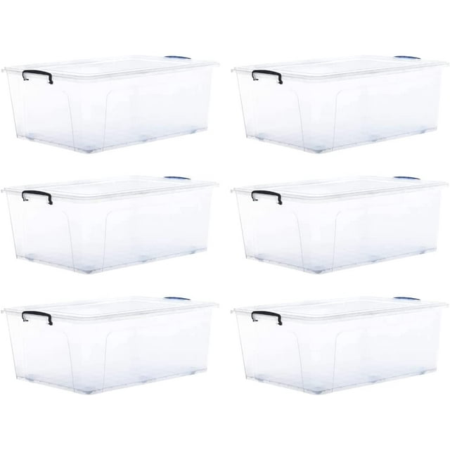 Superio Storage Containers With Wheels (6 Pack), Stackable Large ...