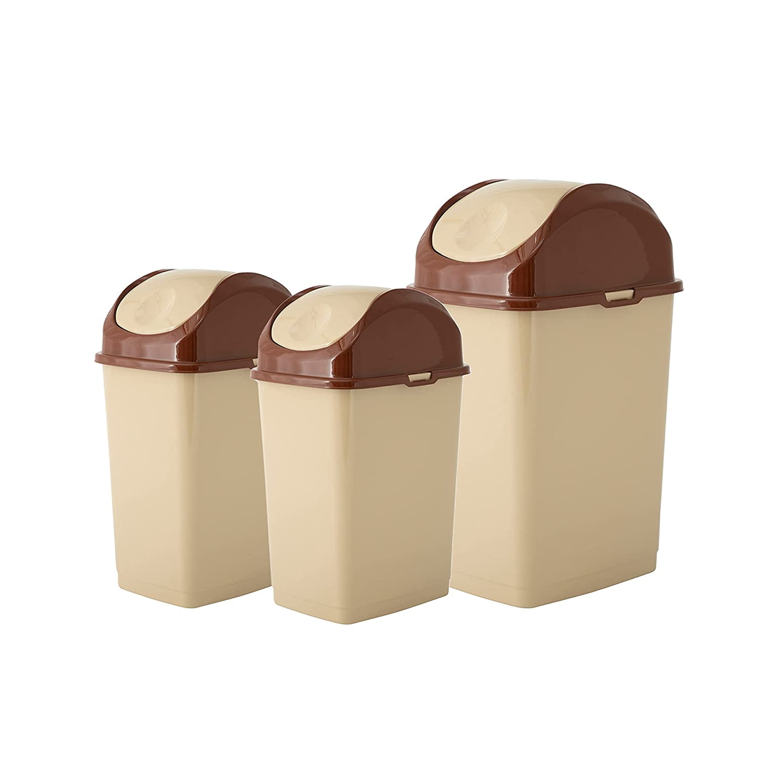 Superio Swing Top Trash Can,Set of 3 Waste Bins for Home, Kitchen ...