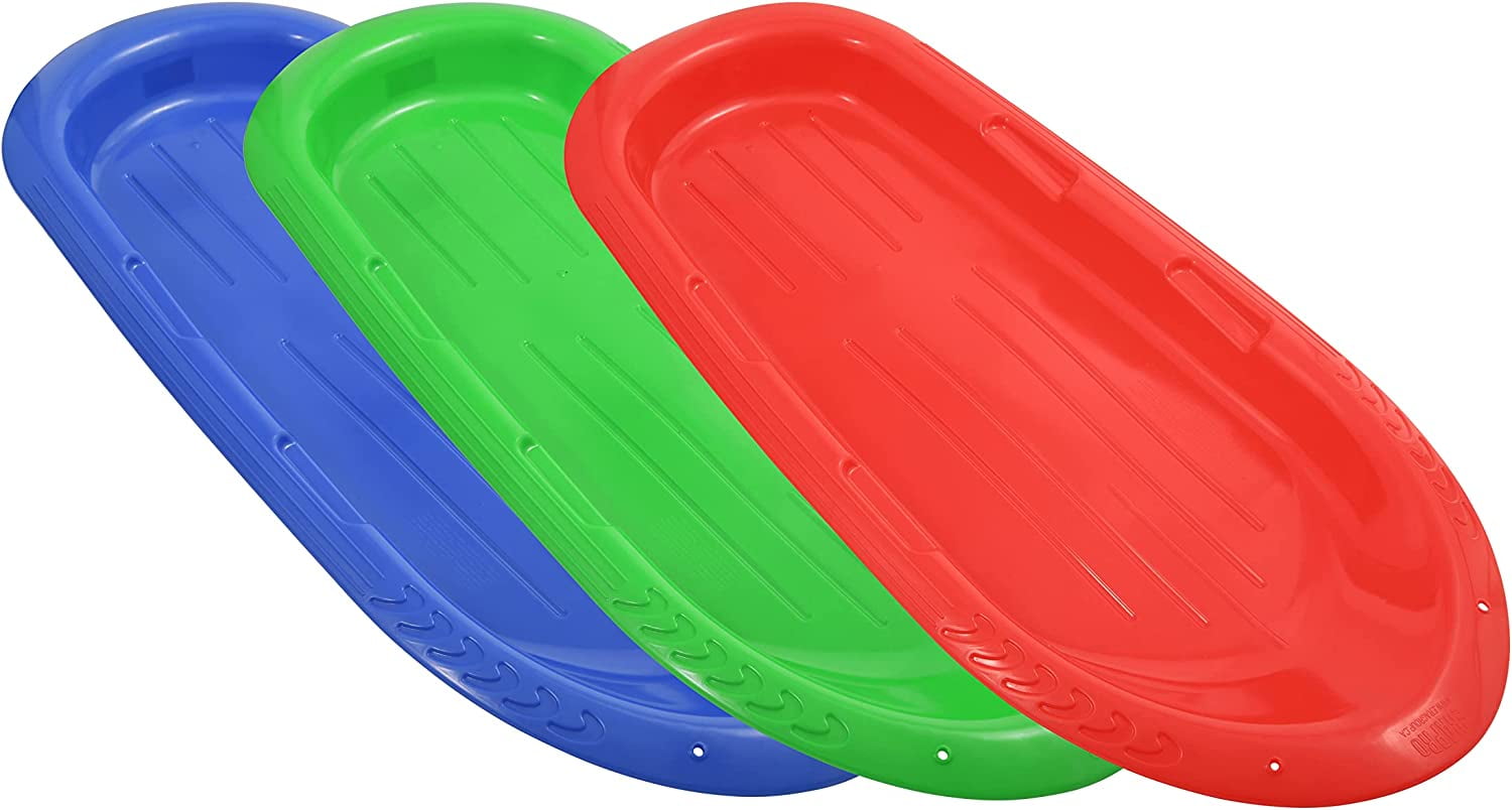 Superio Toboggan Snow Sled for Kids and Adults, Pack of 3 Heavy Duty ...