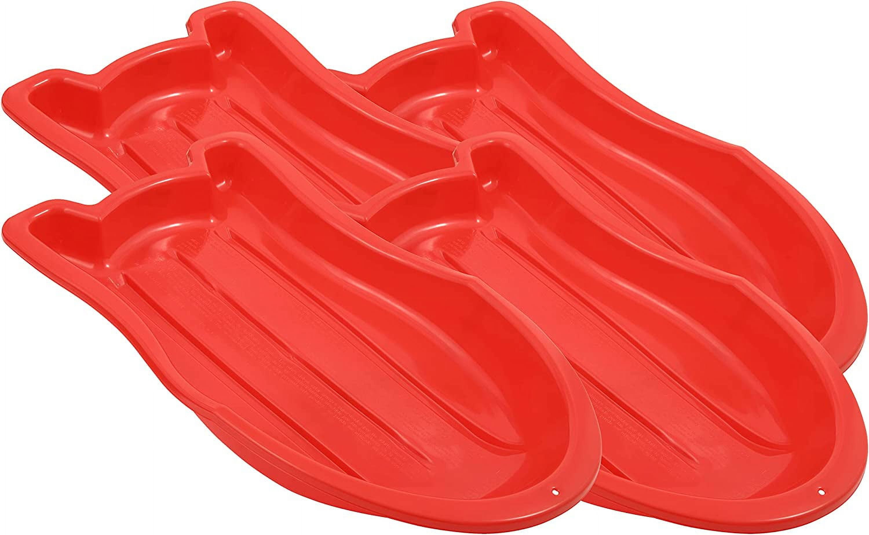 Superio Toboggan Snow Sleds for Kids and Adults, 4 Pack, 37" Plastic Sleds with Pull Ropes and ...