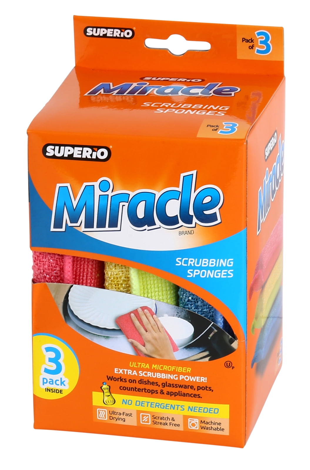Superio Ultra Microfiber Miracle Scrubbing Sponge 3 Pack Blue - Red ...