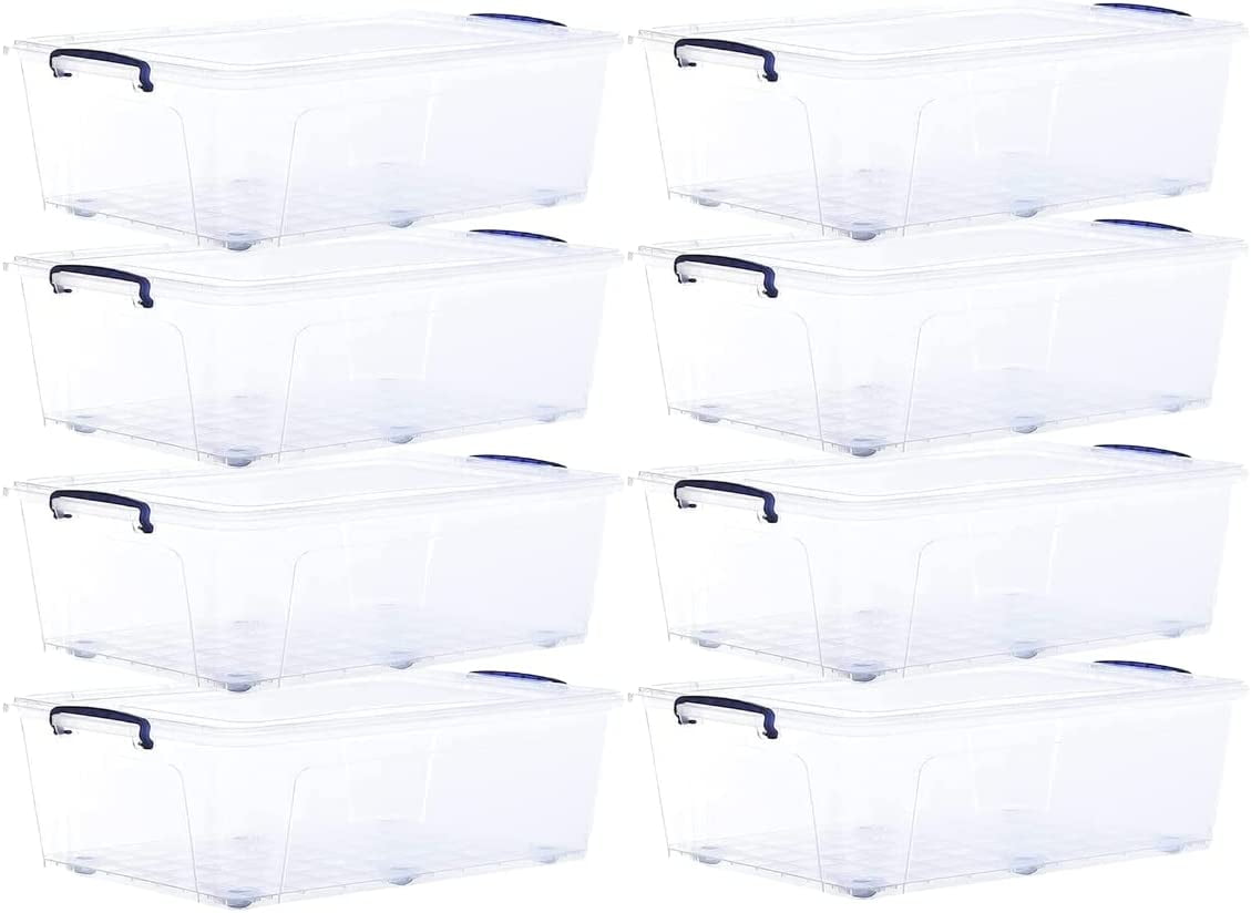 Superio Under Bed Plastic Rolling Storage Containers with Wheels, Clear ...