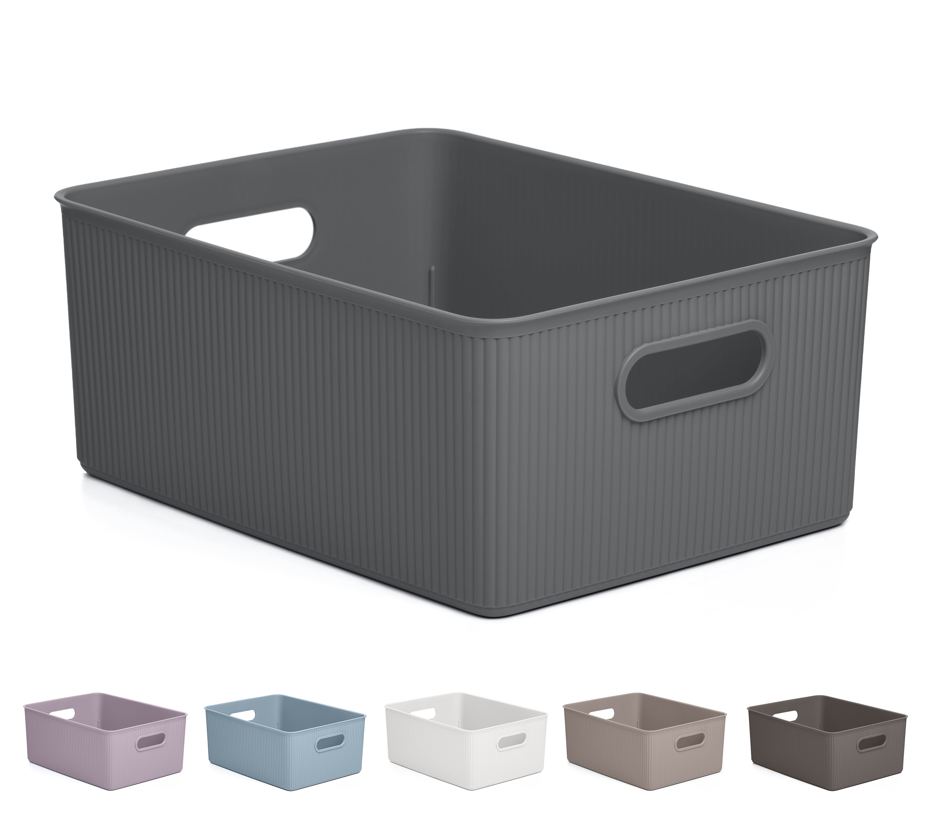 Superior 15 L Ribbed Storage Bin Grey - Walmart.com