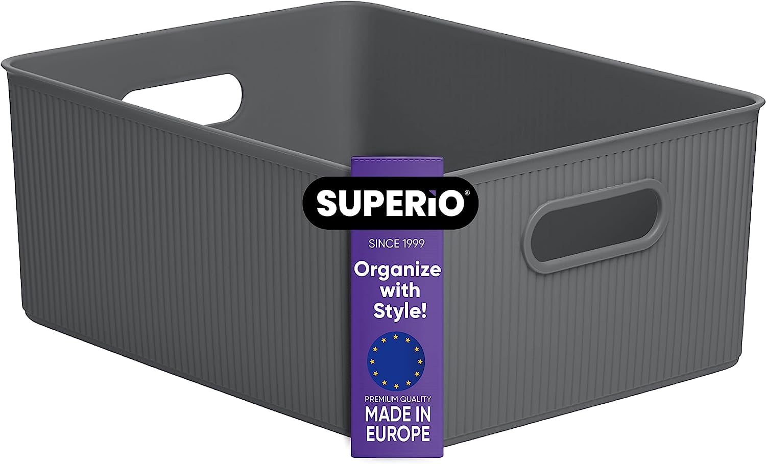 Superior 15 L Ribbed Storage Bin Grey - Walmart.com