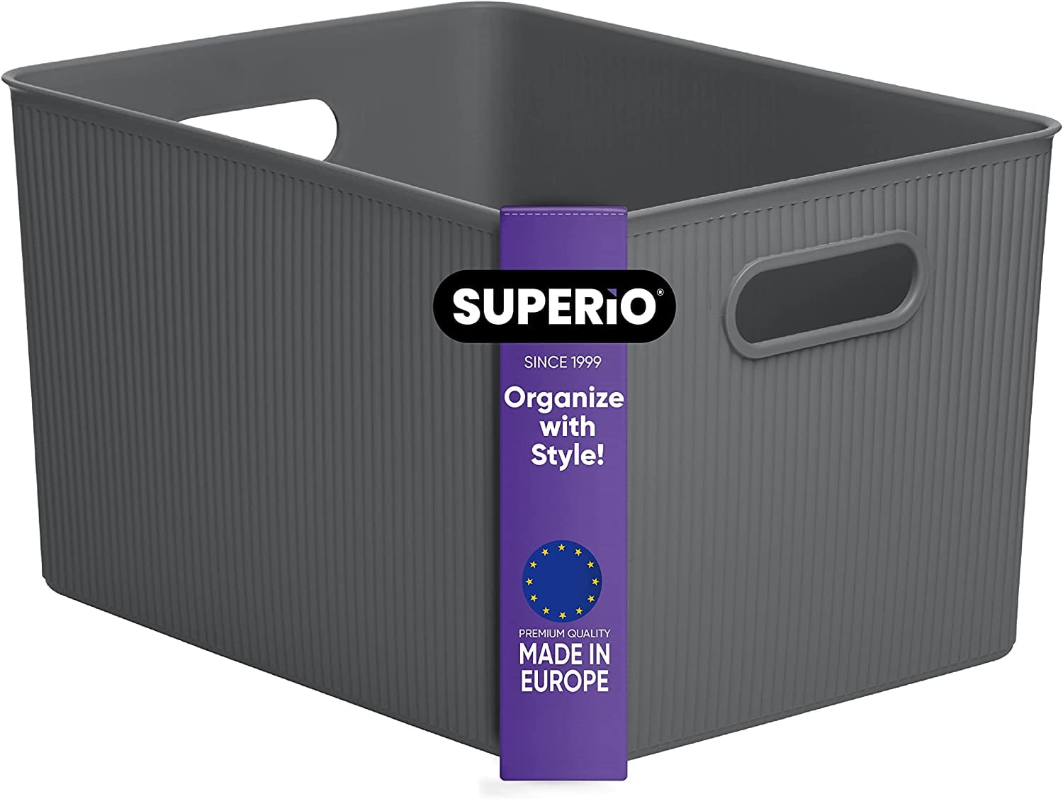 Superior 22 L Ribbed Storage Bin Grey - Walmart.com