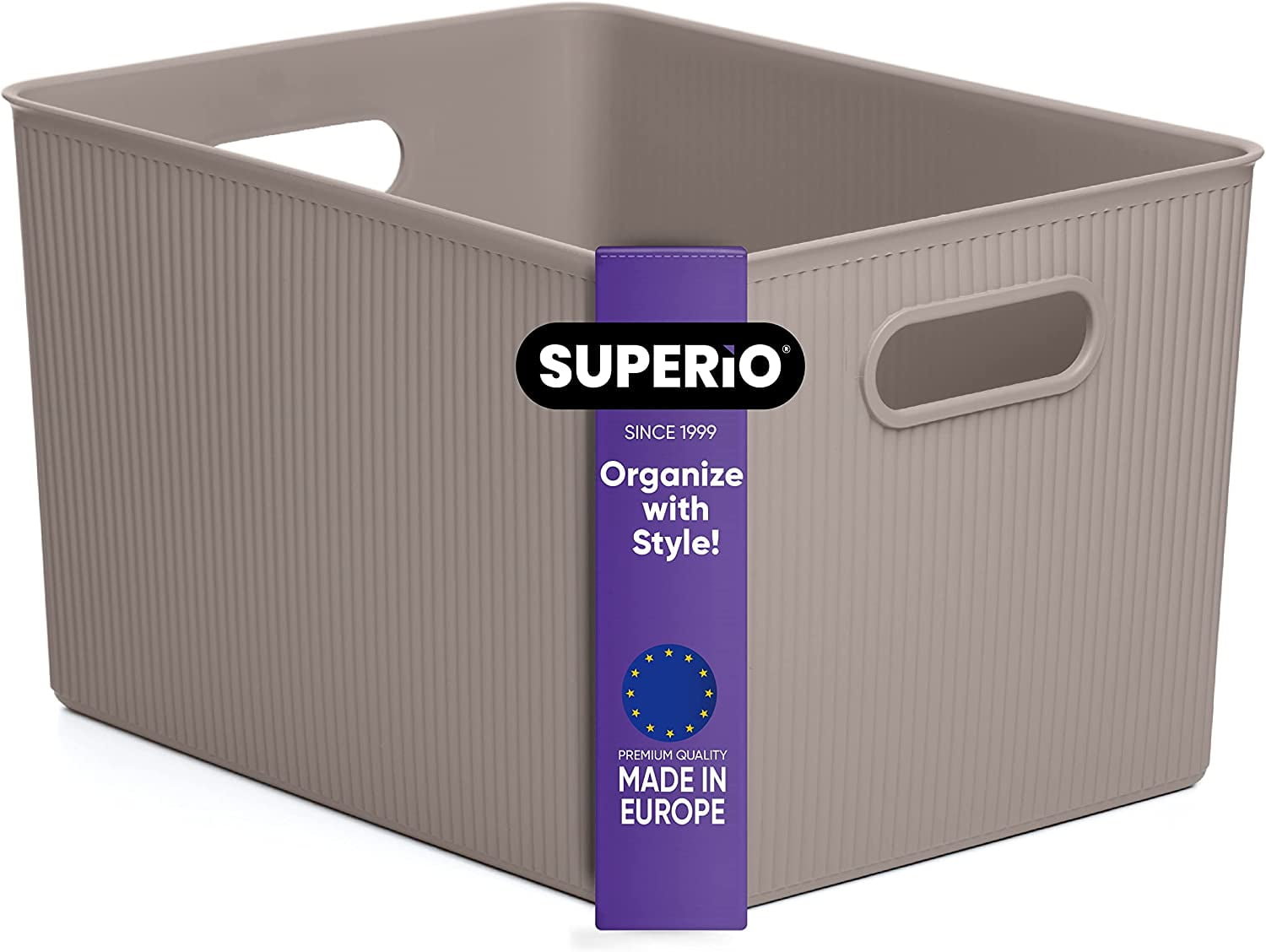 Superior 22 L Ribbed Storage Bin Taupe - Walmart.com