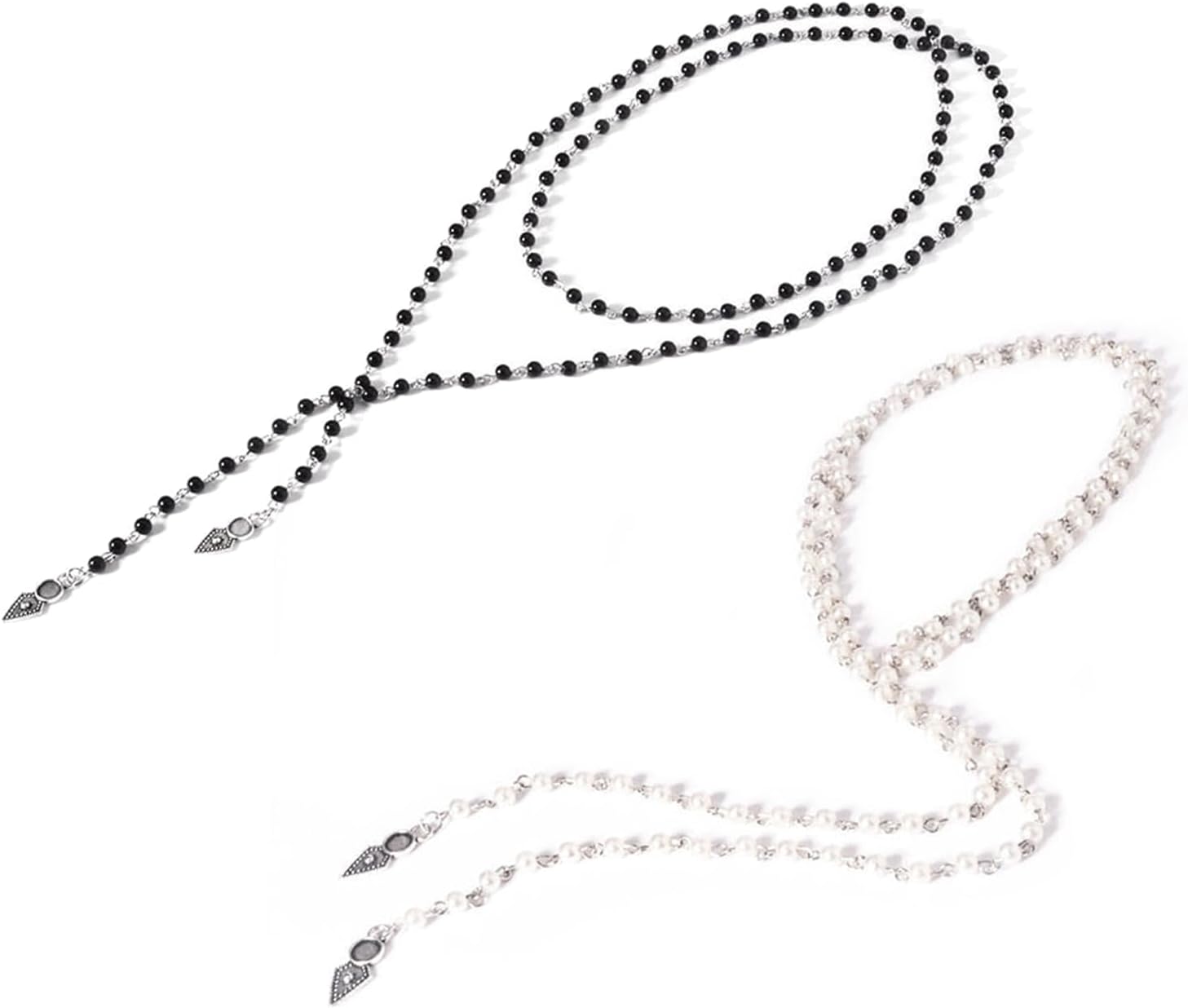 Superior 2PCS Long Gothic Necklaces, White and Black Goth Necklaces ...