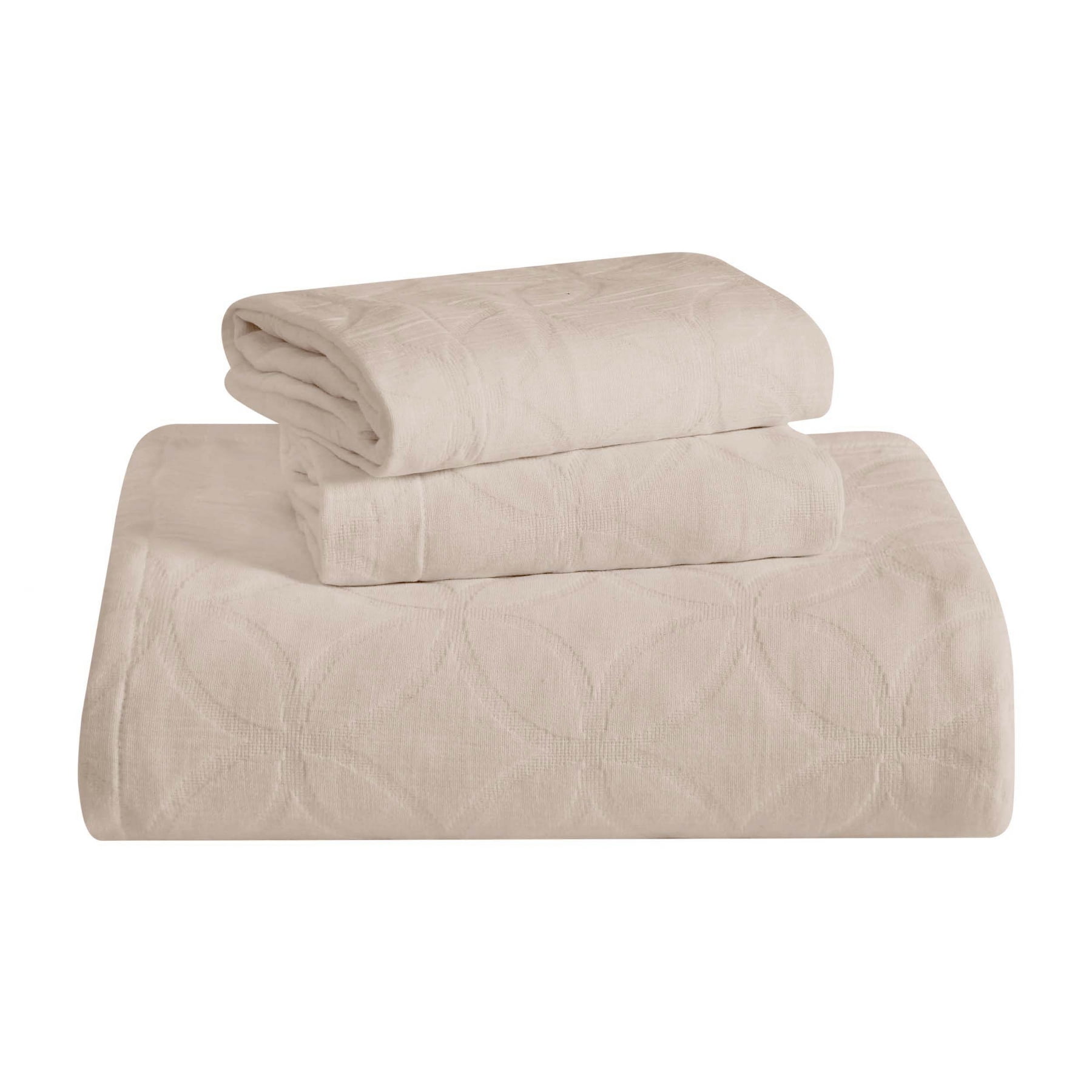 Superior 3-Piece Serenity Cotton Matelasse Linen Bedspread Set, Queen ...