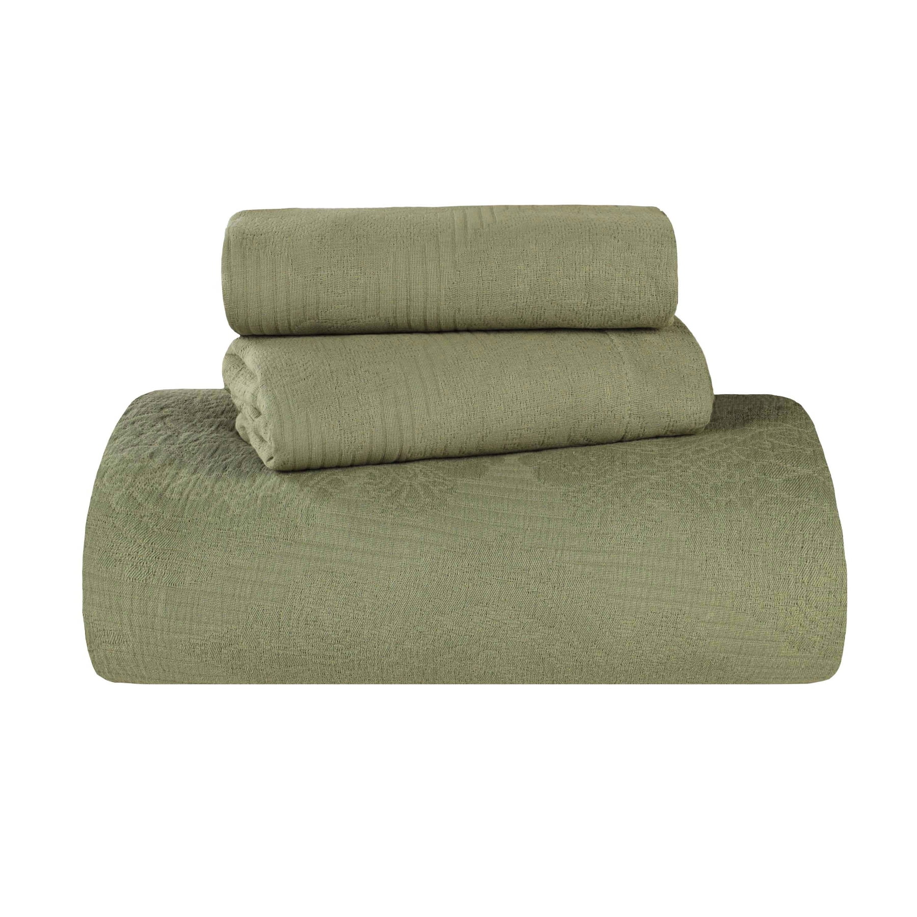 Superior 3-Piece Victory Cotton Matelasse Sage Bedspread Set, Full ...