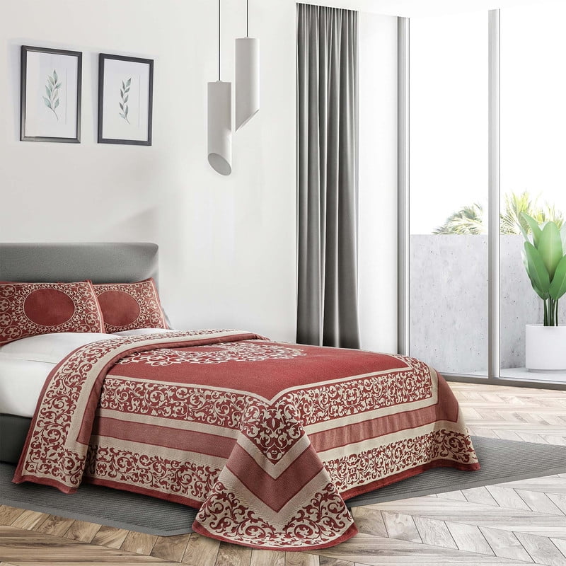 Superior 3-Pieces High-Durability Cotton-Blend Bedspread Set, Queen ...