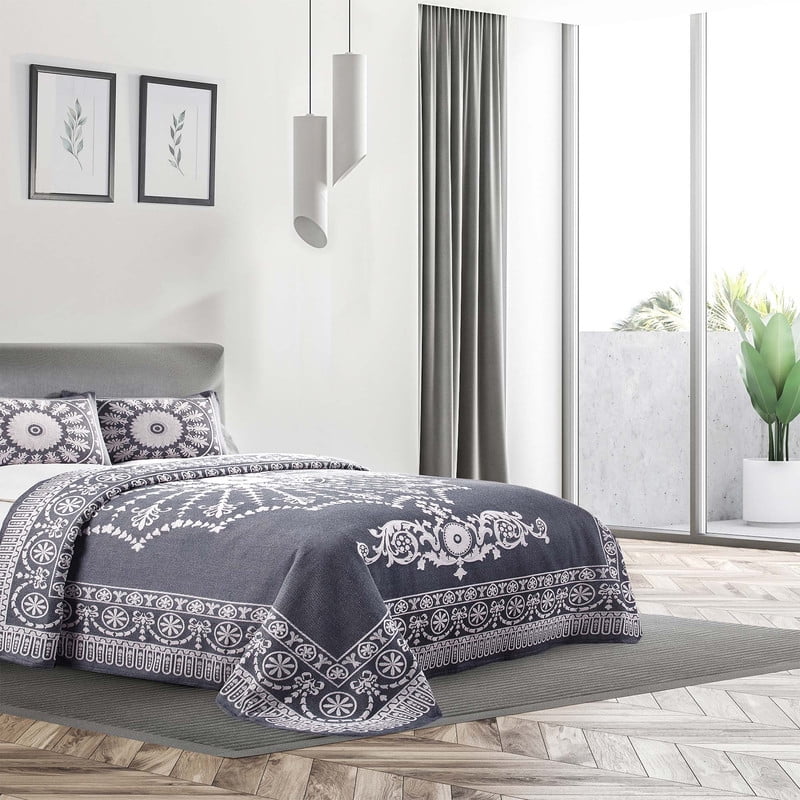 Superior 3-Pieces High-Durability Reversible Cotton Blend Bedspread Set ...