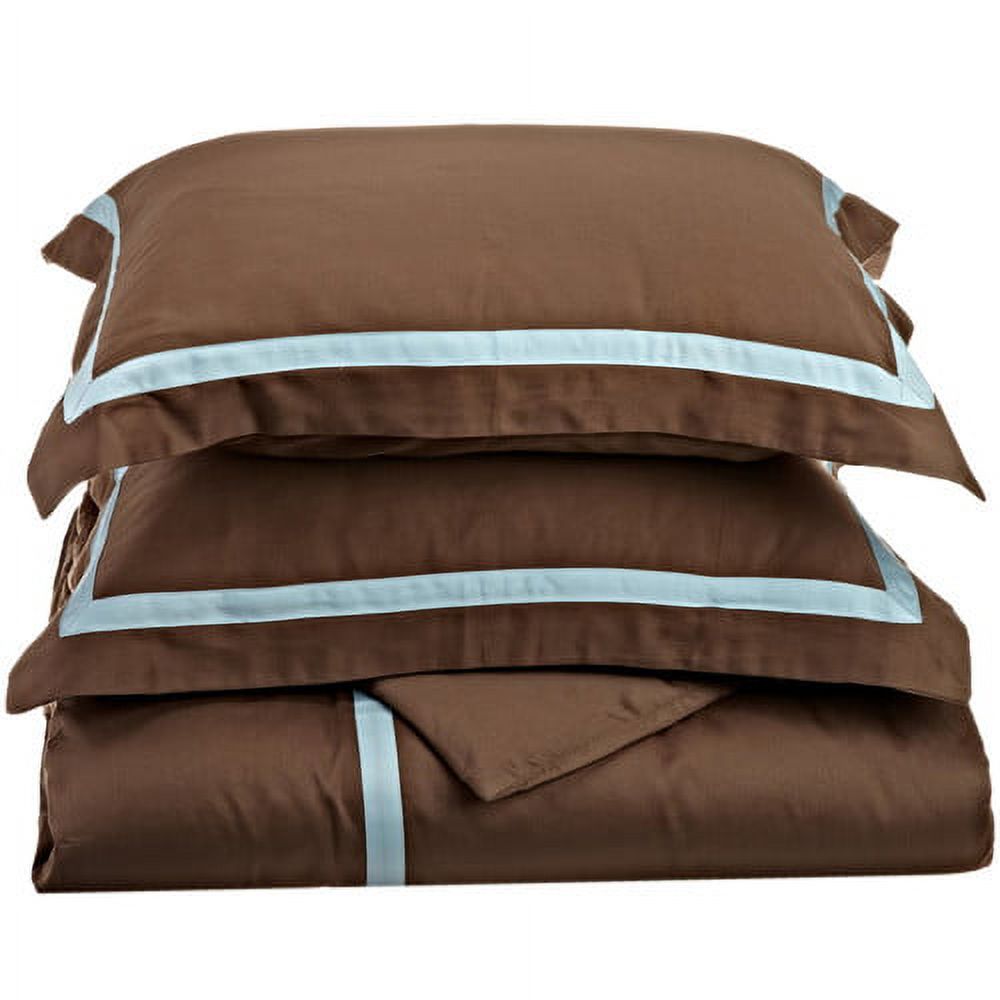Superior 300 Thread Count Cotton Duver Cover Set, Twin, Mocha/ Sky Blue ...