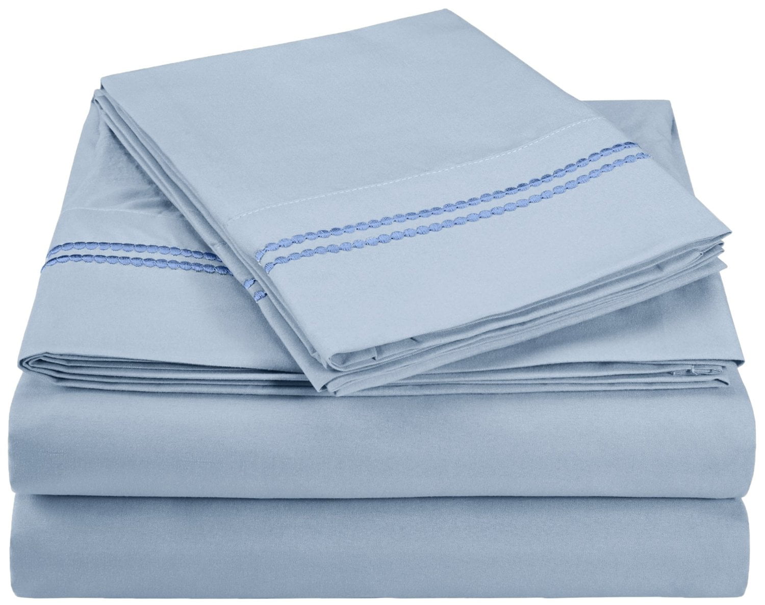 Superior 4-Piece 85 GSM Light Blue Bubble Embroidered Microfiber Sheet ...