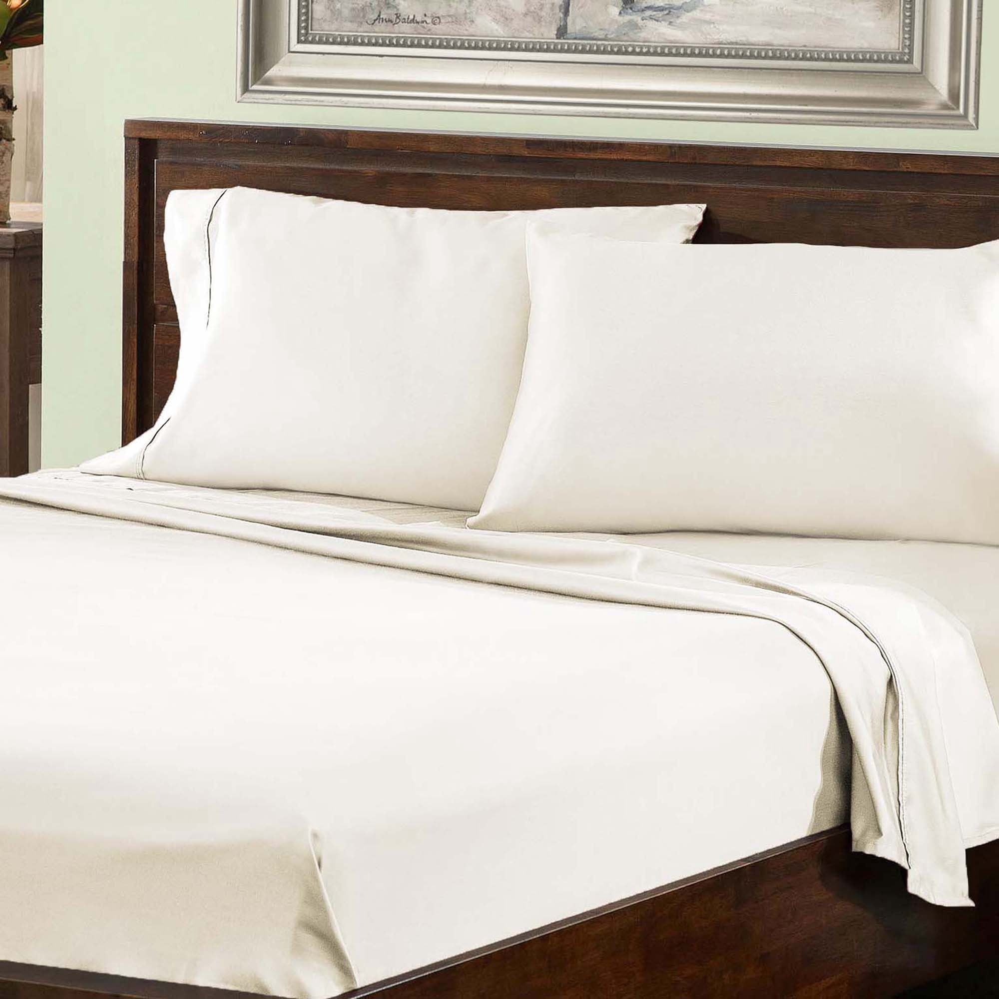 Superior 800 TC Cotton Blend Bed Sheet Set, Queen, Ivory - Walmart.com