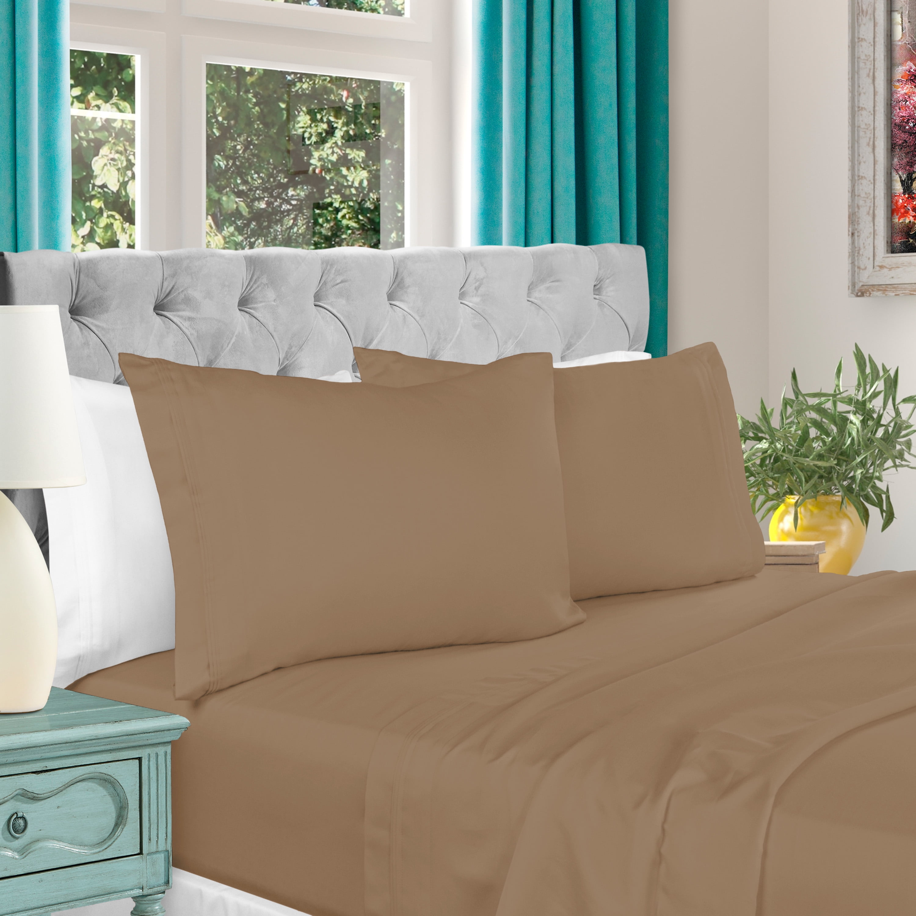 Superior 4-Piece Egyptian Cotton 1000 TC Taupe Sheets, King - Walmart.com