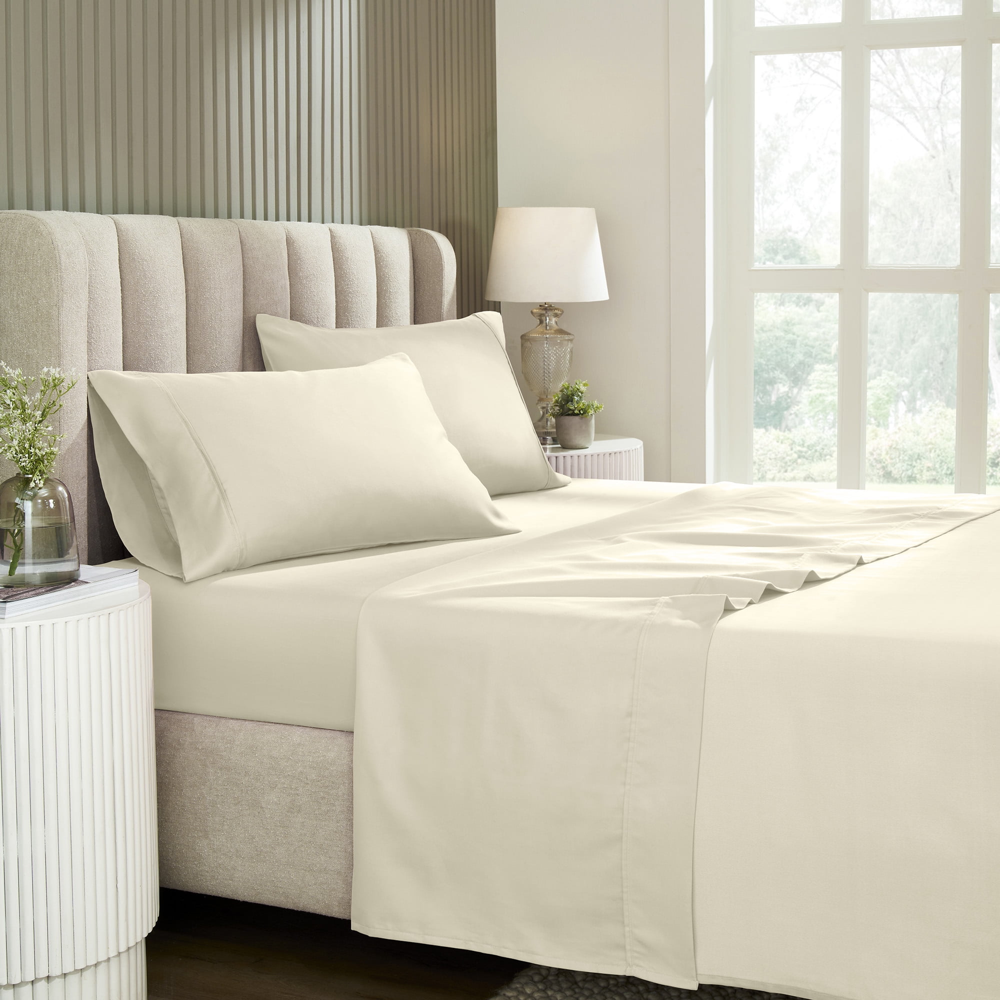 Superior Solid 1200-Thread Count Cotton Blend Sheet Set, Split King ...