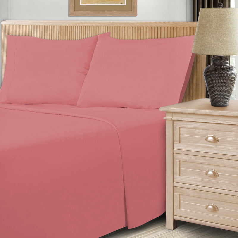 Superior Cotton Blend 600 Thread Count Sheet Set, Queen, Blush ...
