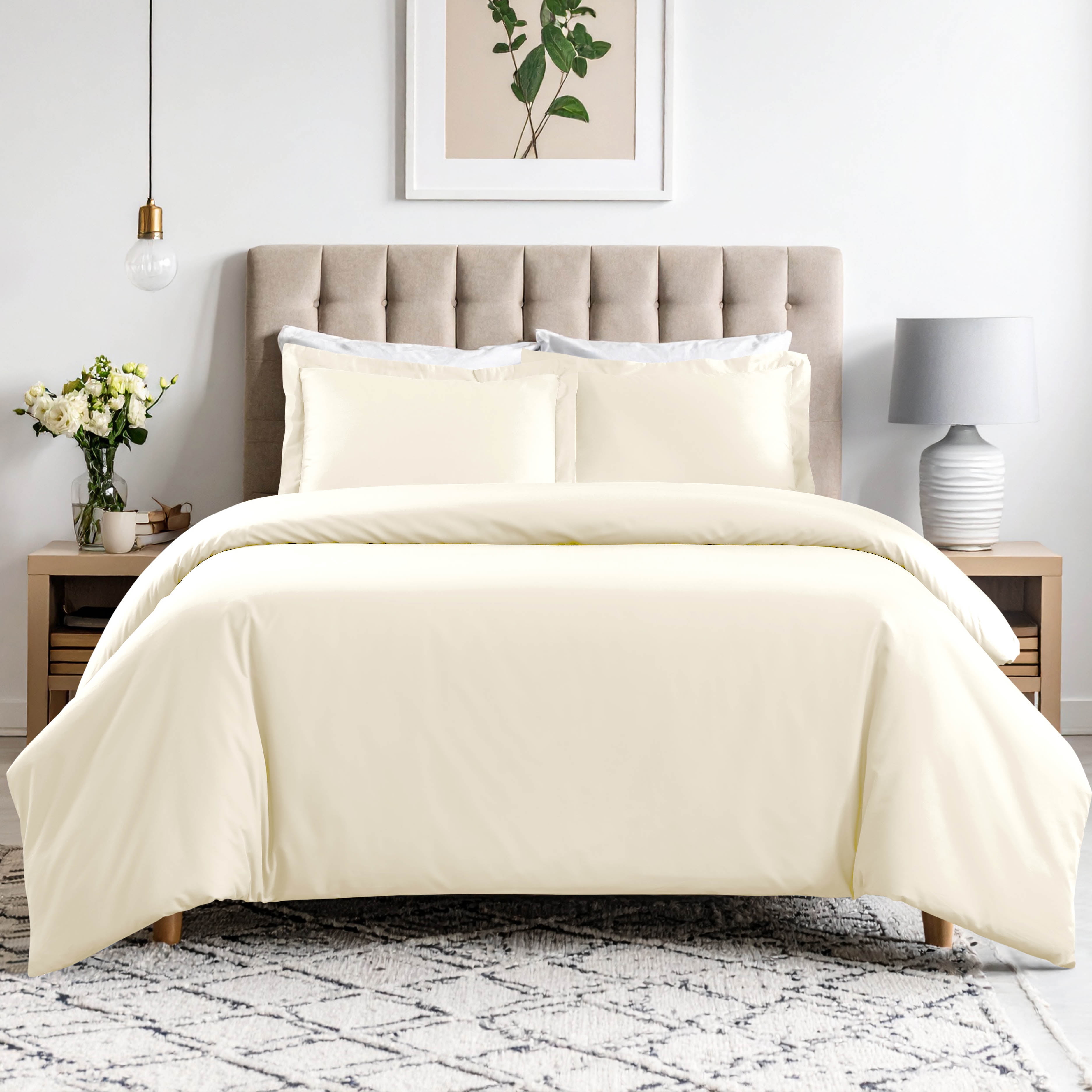 Superior Cotton Blend 600 Thread Count Duvet Cover Set, Full/ Queen ...