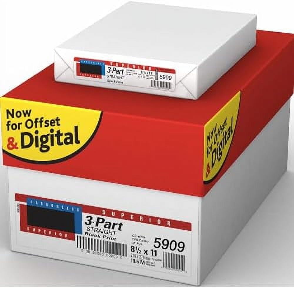 Superior 8.5 x 11 Carbonless Paper, 3 Part Straight (Bright White/Canary/Pink), 1340 Sets (4000 ...
