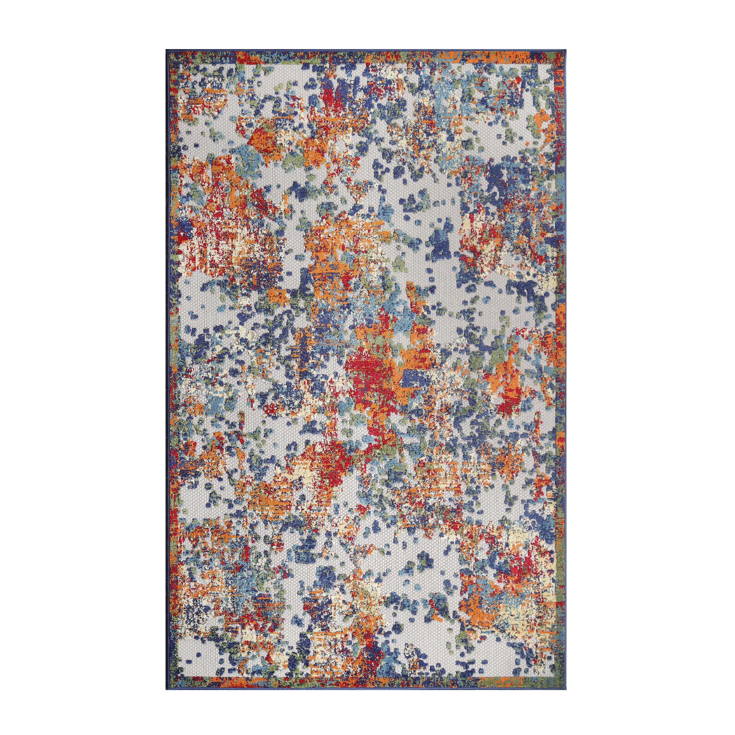 Superior Abstract Splatter Modern Indoor/Outdoor Area Rug, Cream, 6' x ...
