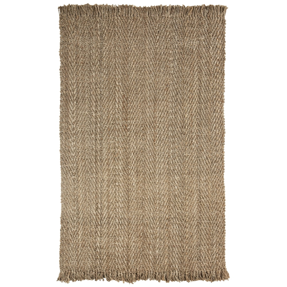 Aden Braided Jute Area Rug - Natural 9 x 12 - Fringe Design - Walmart.com