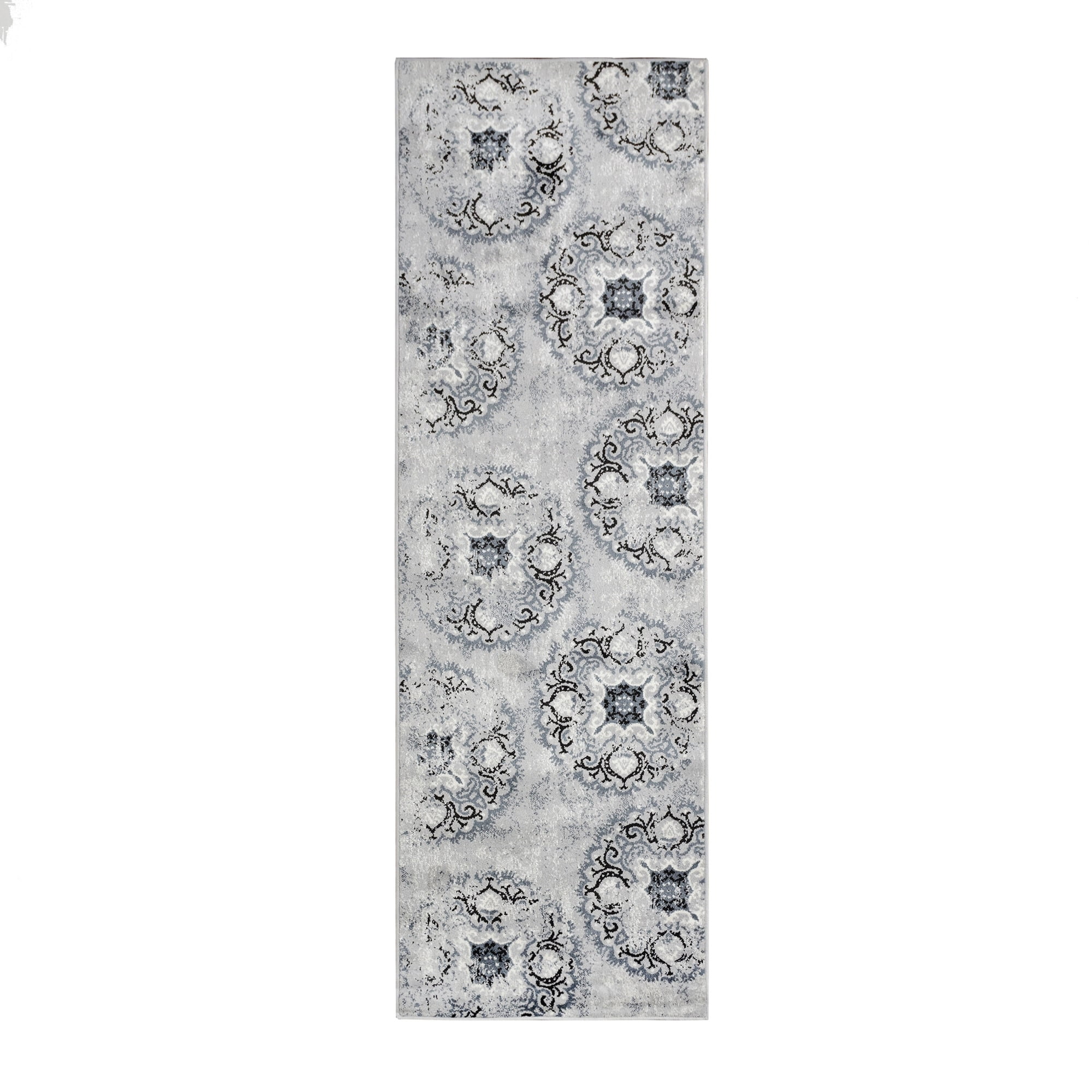 Superior Agnese Contemporary Medallion Runner Rug, Platinum, 2' 7" x 8 ...