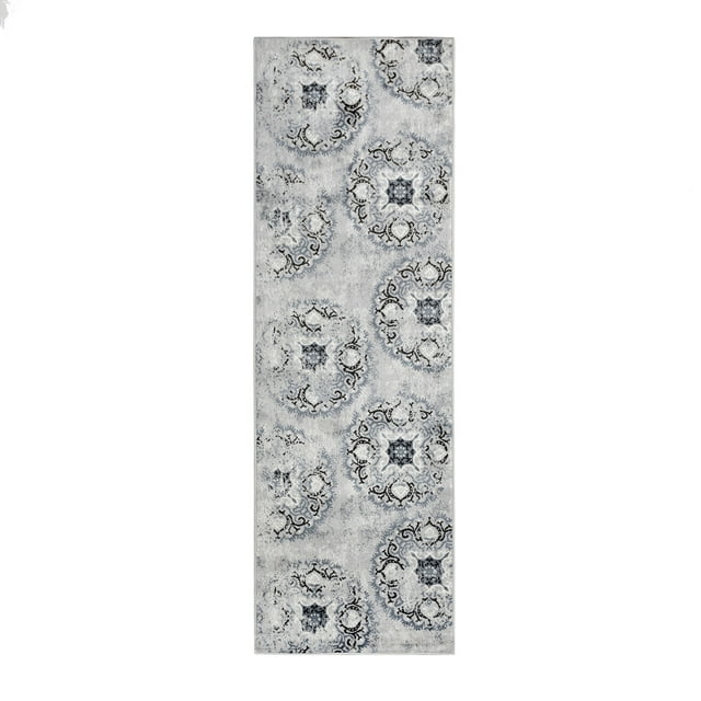 Superior Agnese Contemporary Medallion Runner Rug, Platinum, 2' 7" x 8 ...