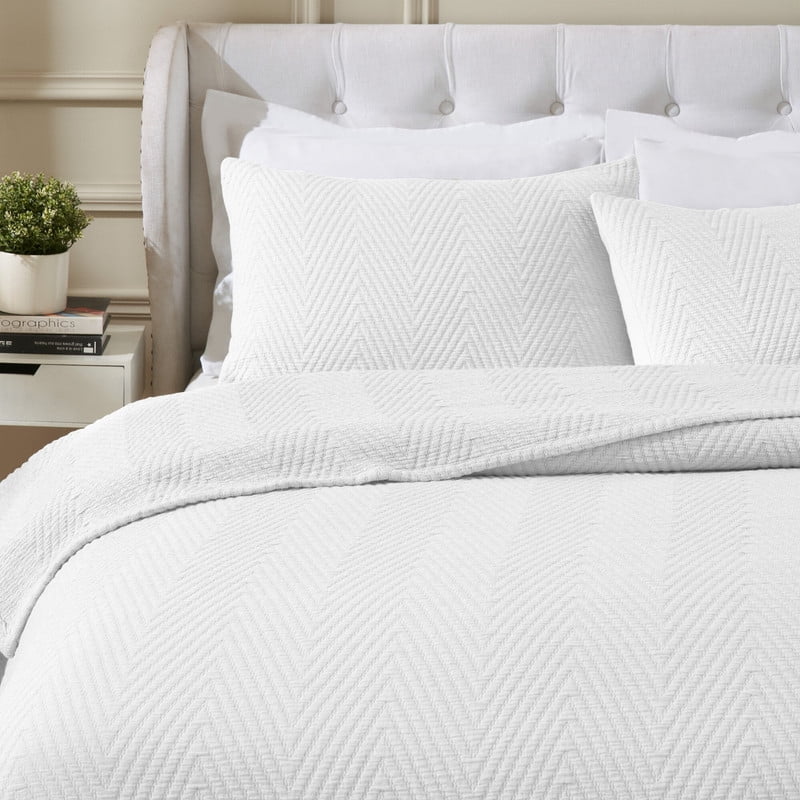Superior Aswan Cotton Chevron Woven Coverlet, Queen, White - Walmart.com