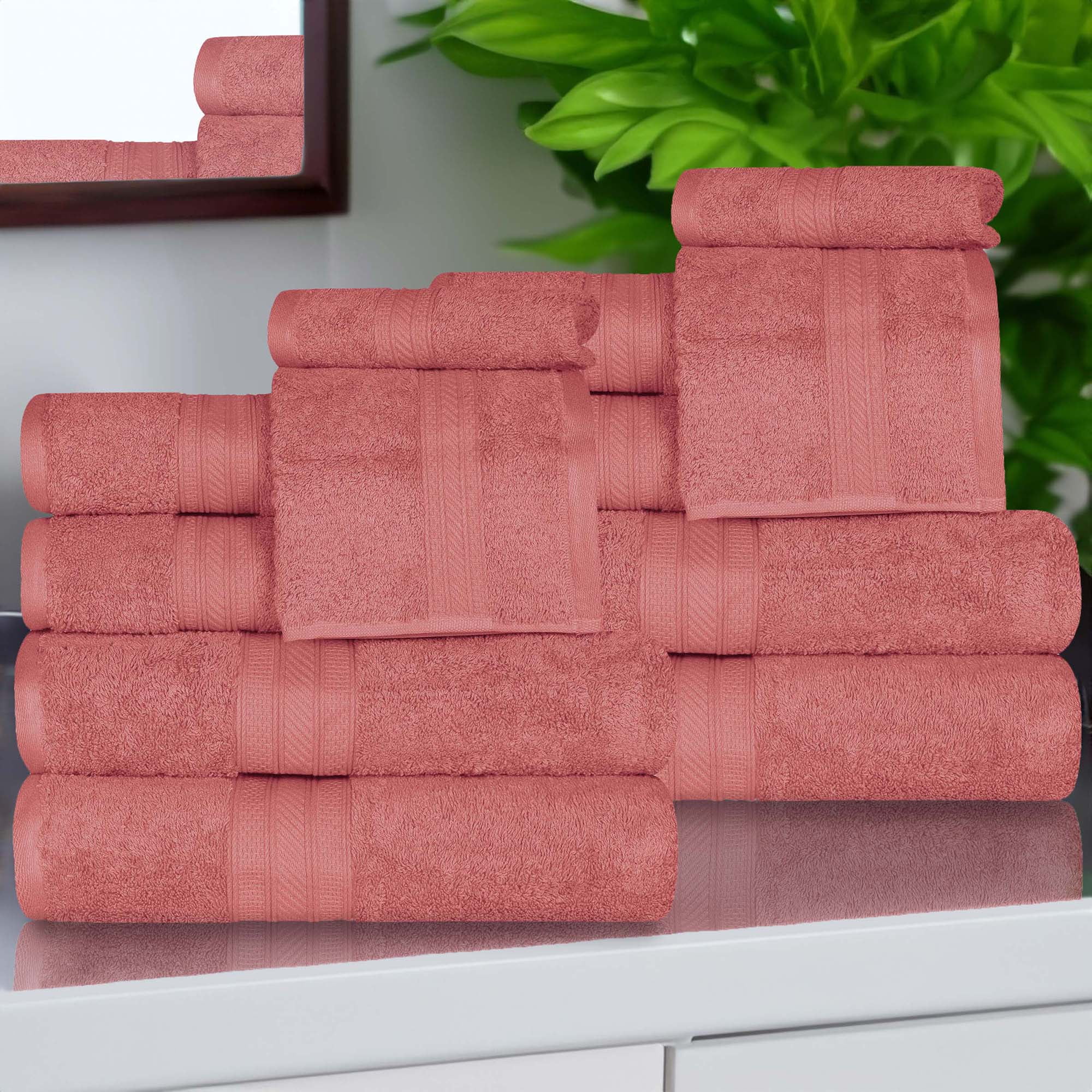 Superior Atlas Cotton Heavyweight 12 Piece Towel Set, Blush - Walmart.com