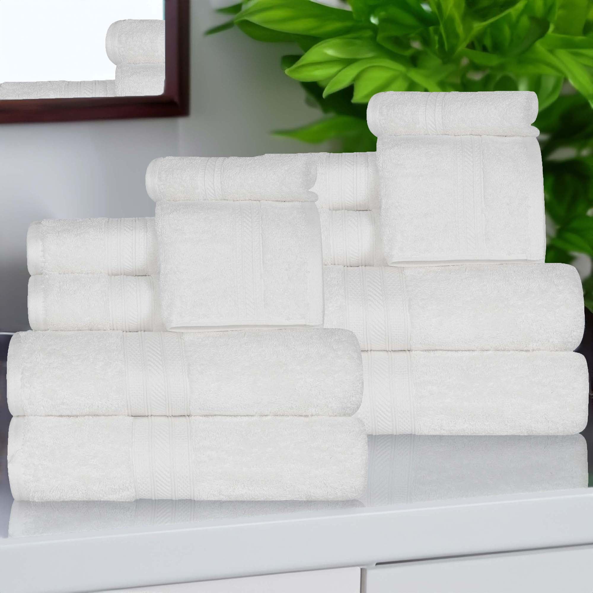 Superior Atlas Cotton Heavyweight 12 Piece Towel Set, White - Walmart.com